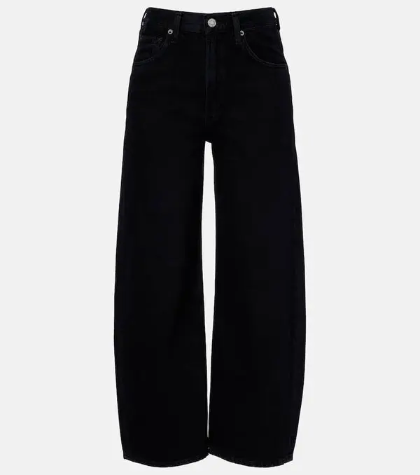 AGOLDE Low Curve Cropped Barrel-leg Jeans - Black