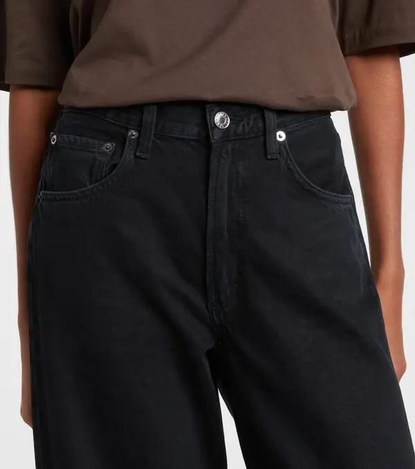 AGOLDE Low Curve Cropped Barrel-leg Jeans - Black