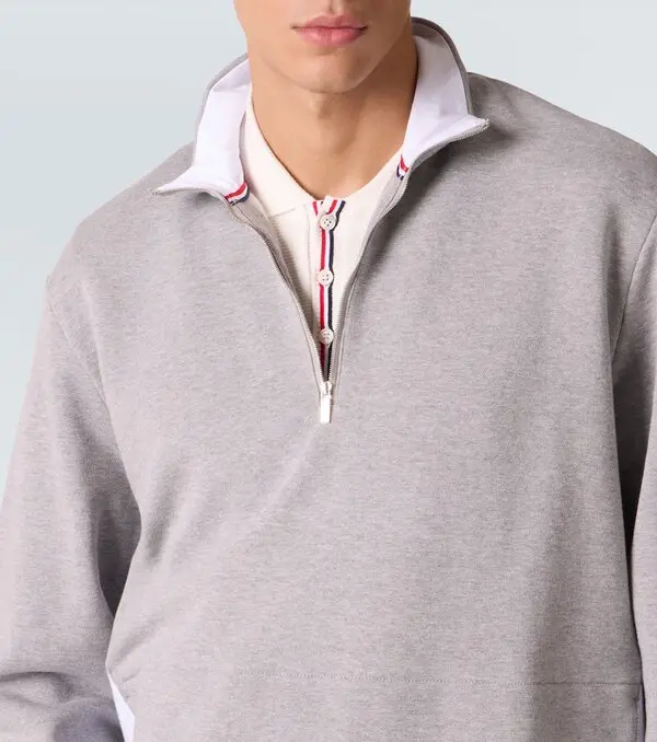 Thom Browne 4-bar Cotton Jersey Half-zip Sweatshirt