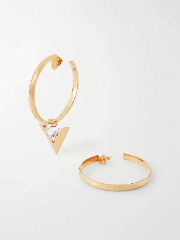 Valentino Garavani Vlogo Crystal Hoop Earrings - Gold