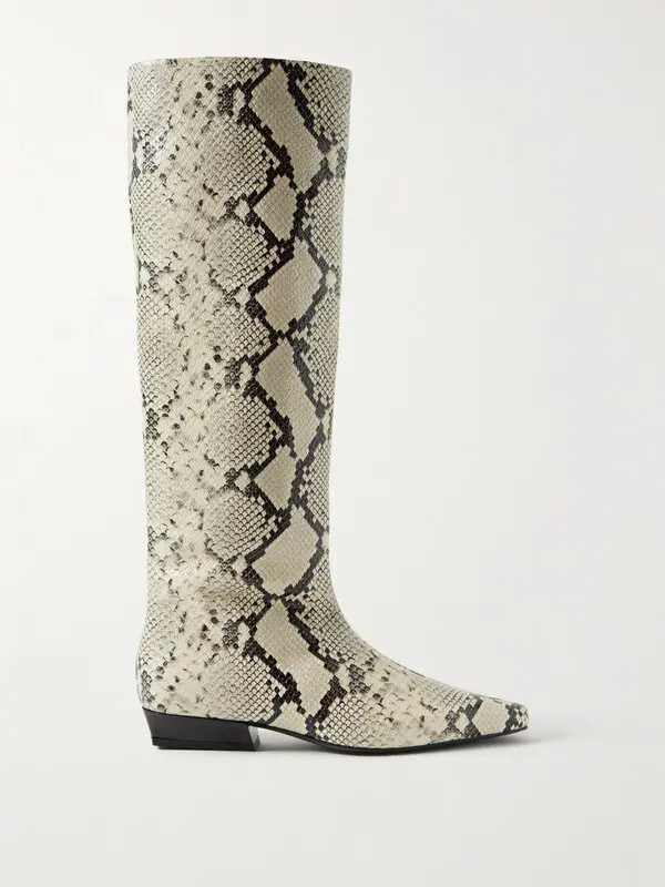 Staud Wally Snake-effect Leather Knee Boots - Animal Print