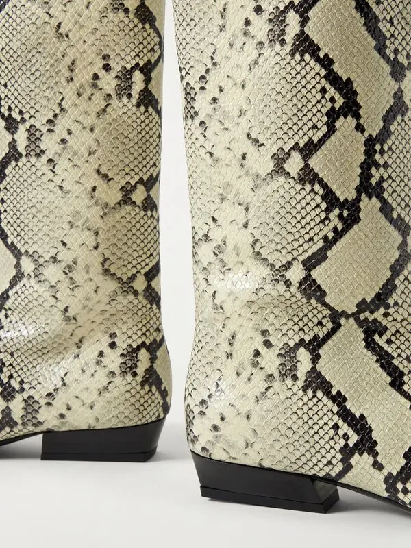 Staud Wally Snake-effect Leather Knee Boots - Animal Print