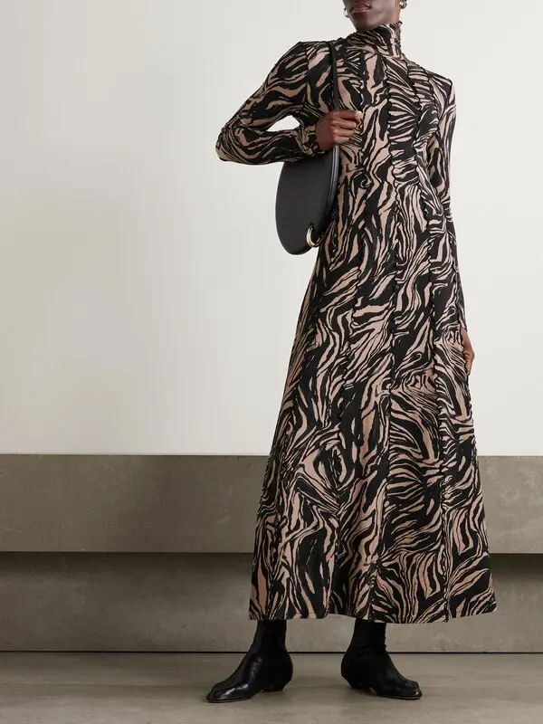 Proenza Schouler White Label Mabel Jersey Turtleneck Dress - Fawn Multi