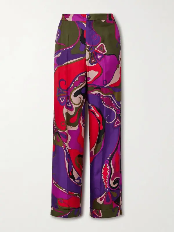 Emilio Pucci Printed Silk-twill Straight-leg Pants - Multi