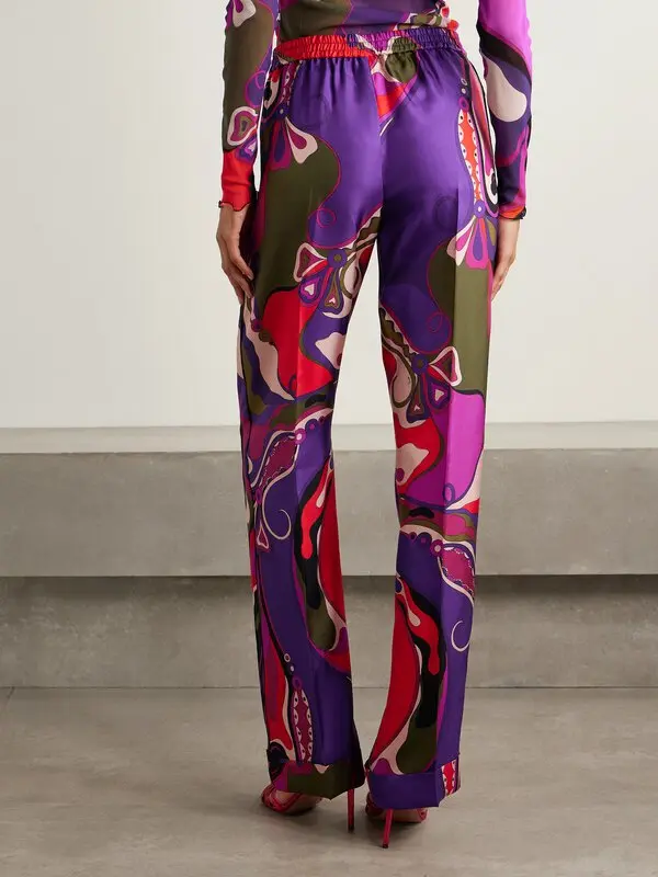 Emilio Pucci Printed Silk-twill Straight-leg Pants - Multi