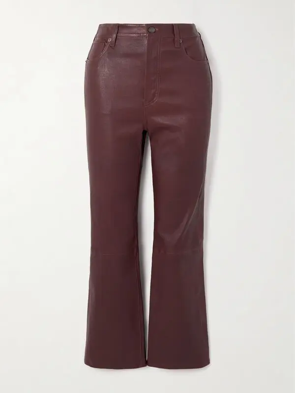 FRAME The Reboot Cropped Leather Flare Pants