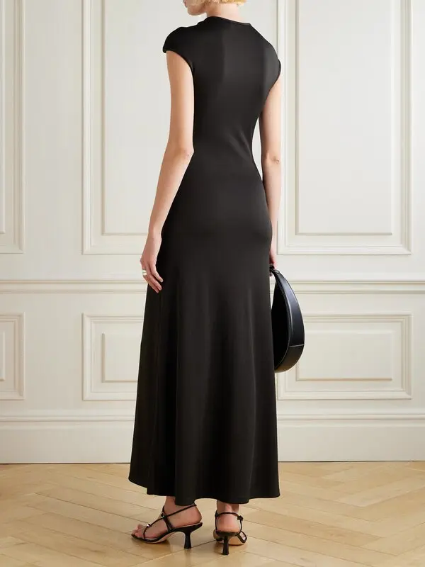 Christopher Esber Hollow Cutout Embellished Ribbed Jersey Maxi Dress - Gray 