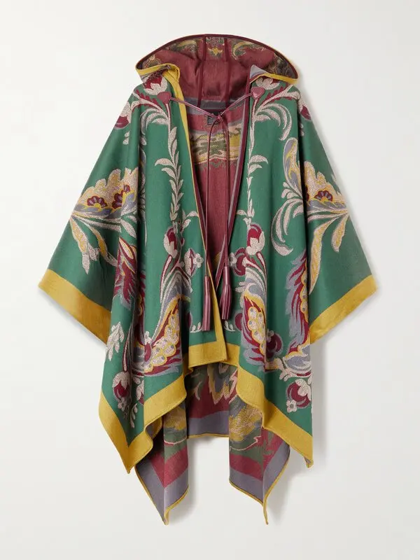 Etro Wool-blend Jacquard Hooded Cape