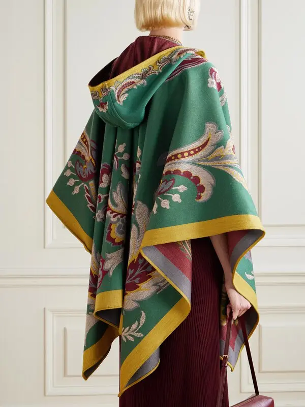 Etro Wool-blend Jacquard Hooded Cape