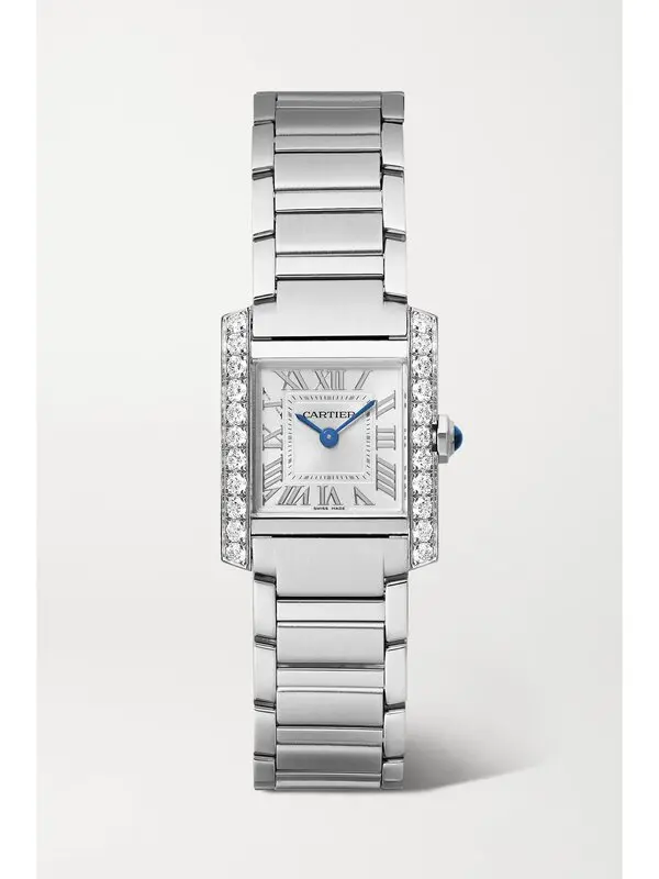 CARTIER Tank Française 25.7mm Small Diamond And Stainless Steel Watch - Gray