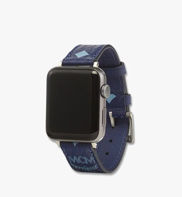Mcm 42-49mm Visetos Apple Watch Band - Blue Visetos