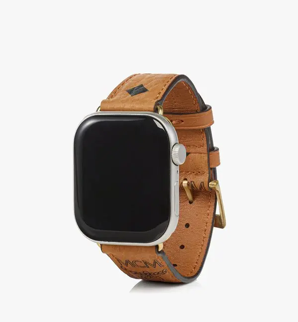 Mcm 42-49mm Visetos Apple Watch Band - Cognac
