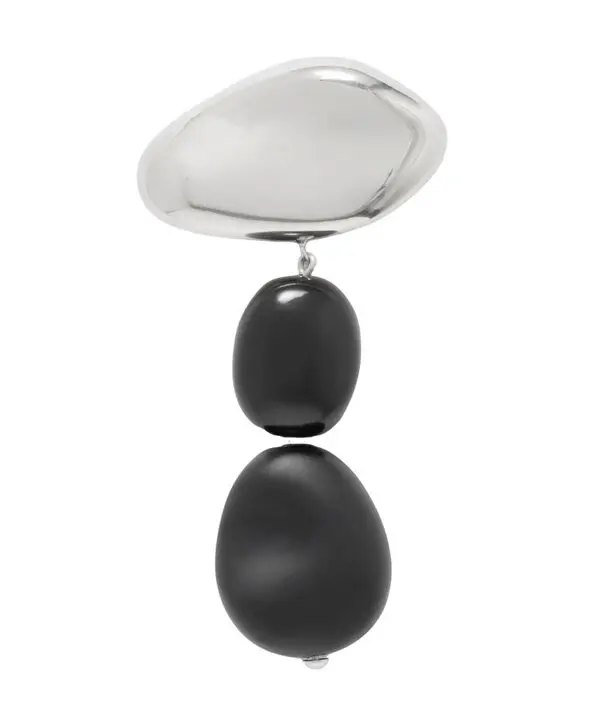 Agmes Tess Sterling Onyx Brooch - Silver