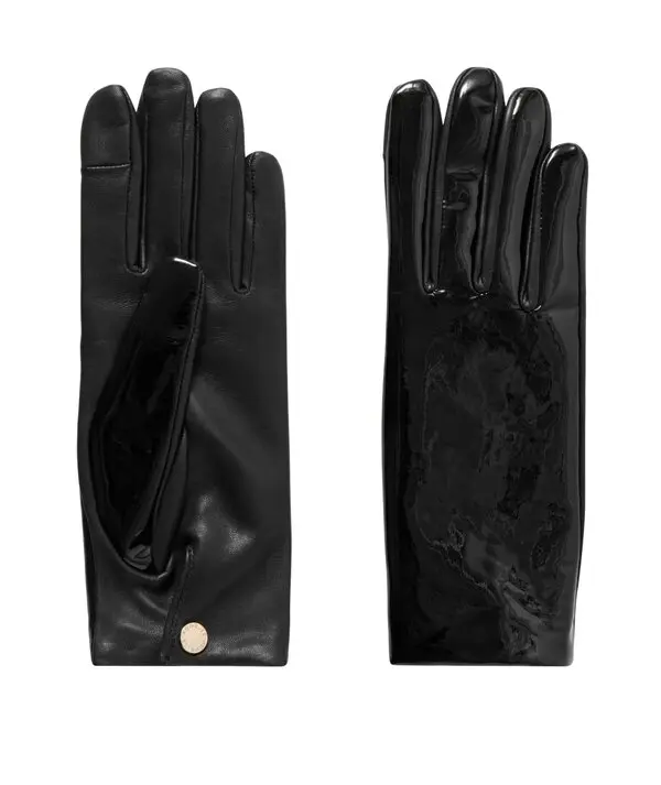 AGNELLE Funky Leather Gloves - Black