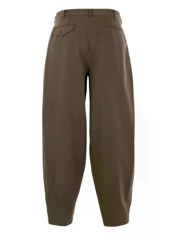 Comme Des Garçons Pleated Herringbone Trousers - Brown