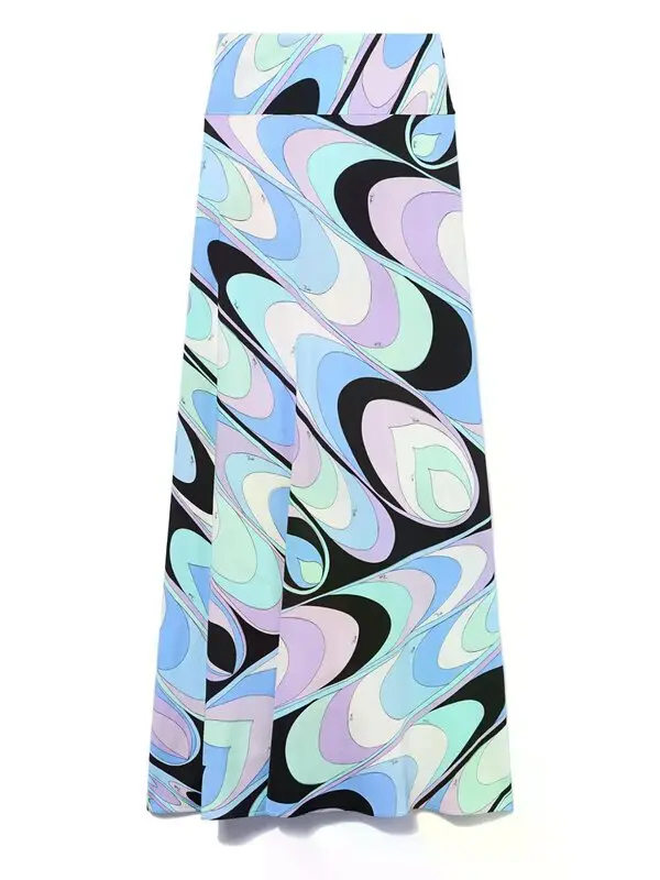 Emilio Pucci Onde-print High-waisted Skirt - Blue