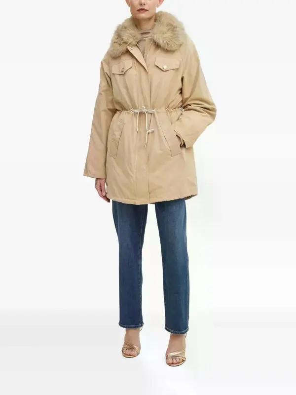 Guess Faux-fur Collar Drawstring Jacket - Neutrals