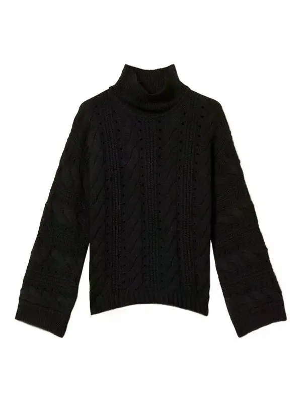TWINSET Cable Knit High Neck Sweater