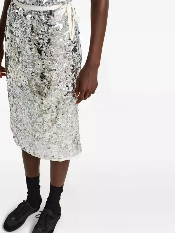 Prada Sequin-embellished Wrap Midi Skirt - Silver