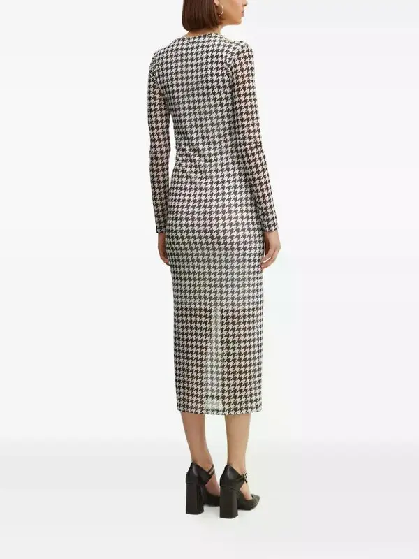 Hugo Houndstooth Cutout Midi Dress