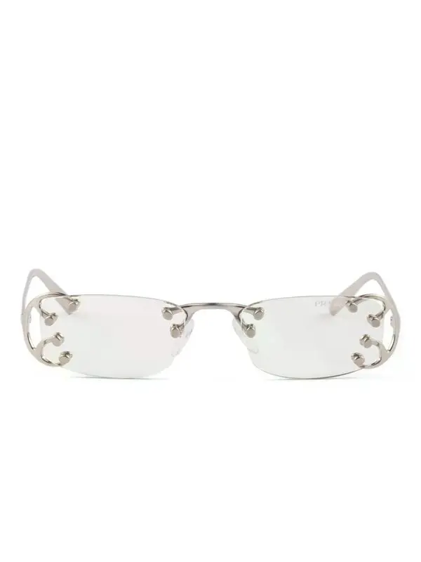 Prada Rimless Rectangle Sunglasses - Grey