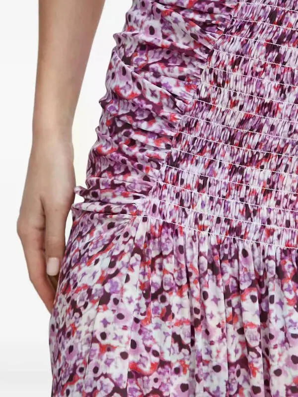 IRO PARIS Noseti Shirred Floral Asymmetric Skirt