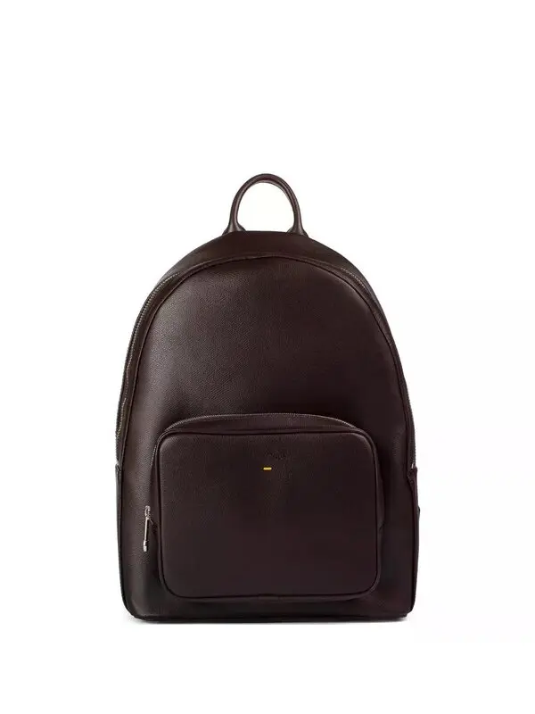 DOUCAL'S Leather Zipped Backpack - Brown