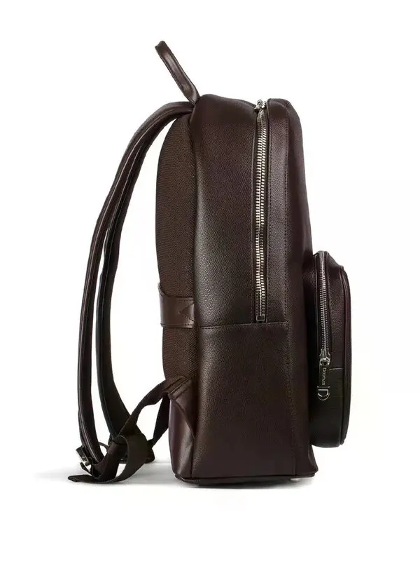 DOUCAL'S Leather Zipped Backpack - Brown