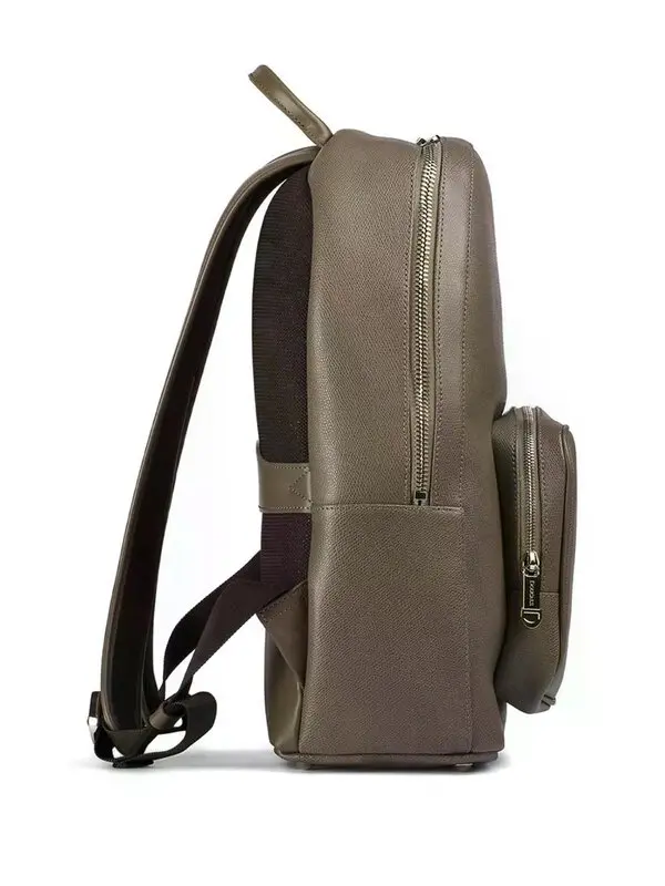 DOUCAL'S Leather Zipped Backpack - Brown