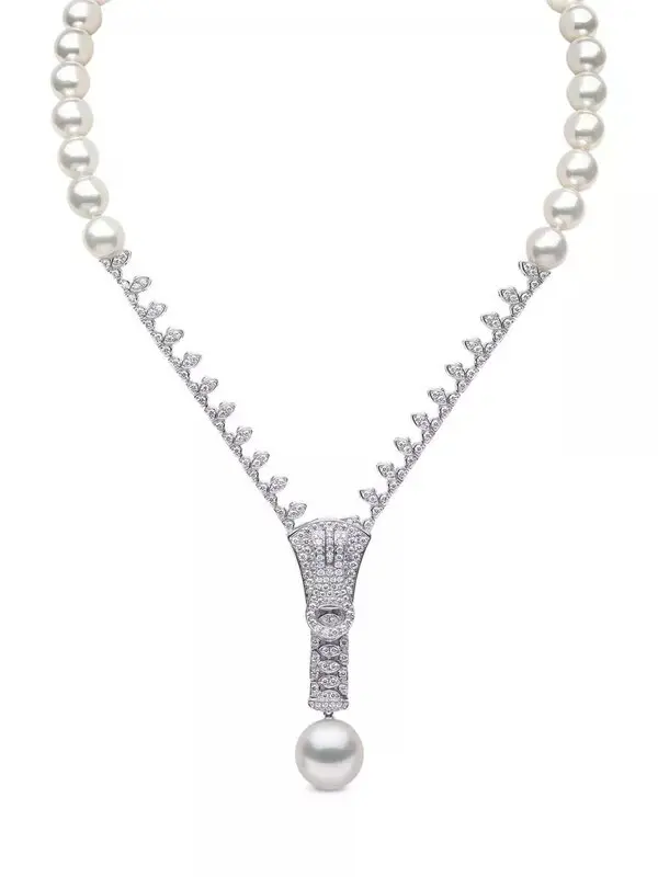 Yoko London Akoya Pearl And Diamond Necklace - Silver