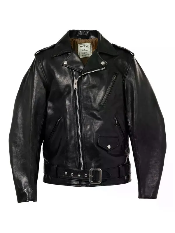 Mihara Yasuhiro Zip-up Belted Leather Jacket