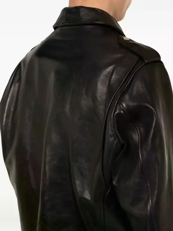 Mihara Yasuhiro Zip-up Belted Leather Jacket