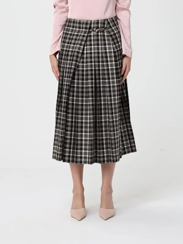 HANITA Plaid Pleated Midi Skirt - Dark