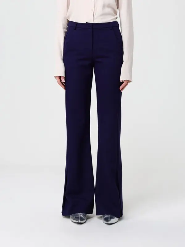 Patrizia Pepe Flared Leg Pants With Slit Detail - Blue