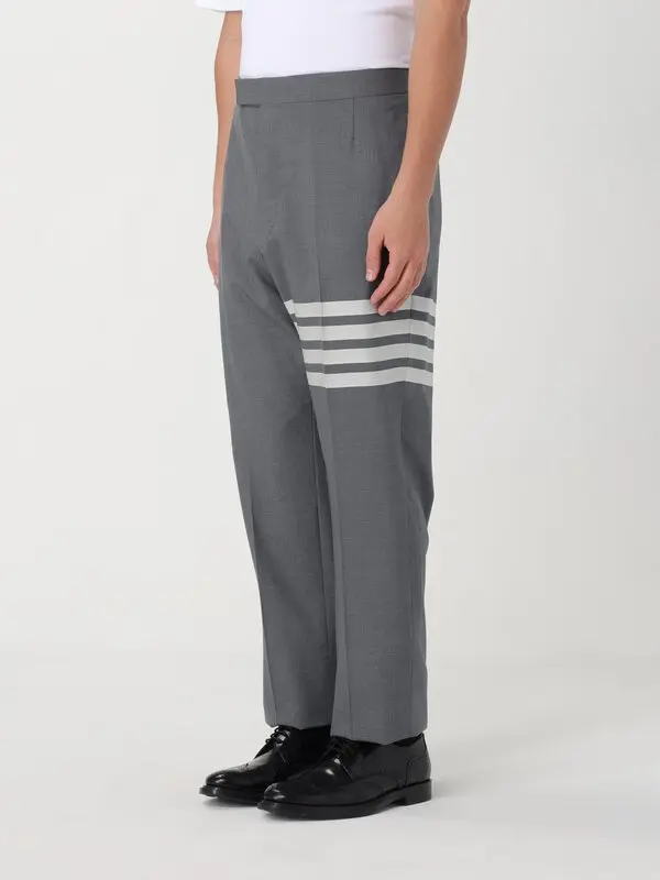 Thom Browne Tailored Trousers With Signature Stripes - Grey