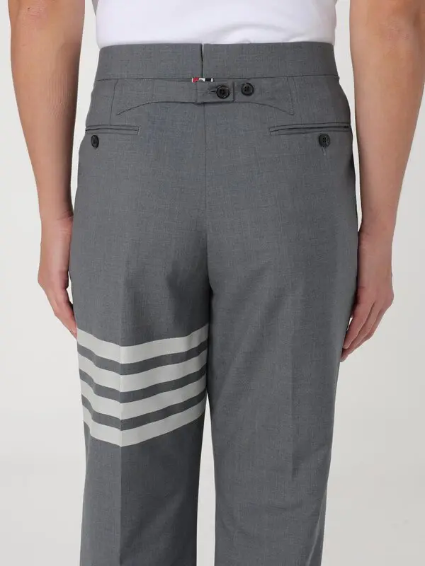 Thom Browne Tailored Trousers With Signature Stripes - Grey