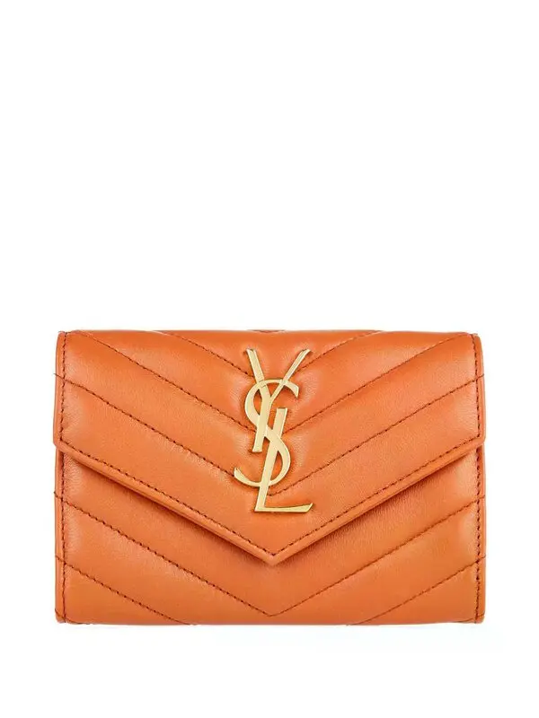 Saint Laurent Chevron Logo Wallet - Orange
