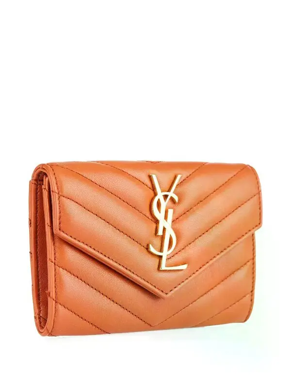 Saint Laurent Chevron Logo Wallet - Orange