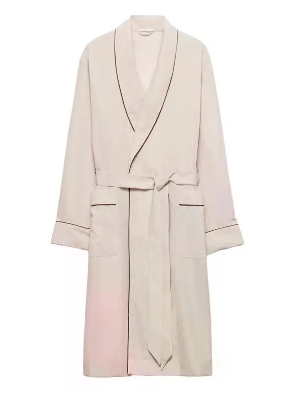 Prada Belted Robe Coat - Neutrals