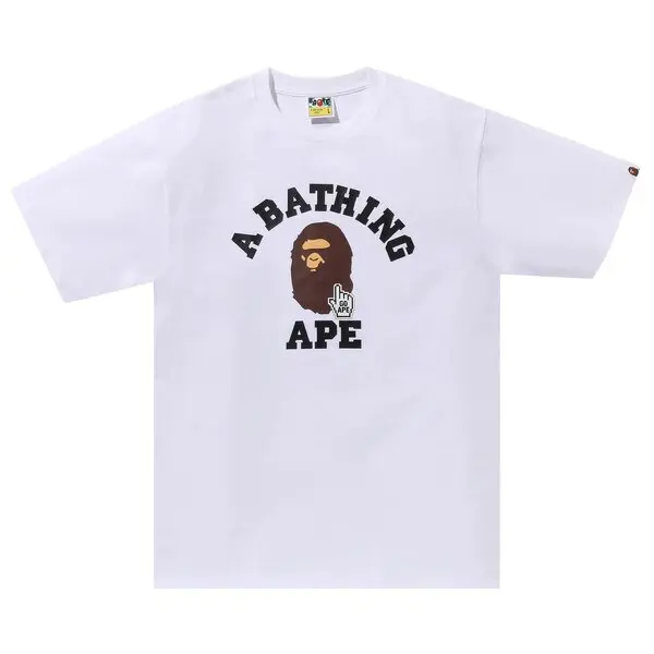 A BATHING APE Go Ape Pointer College Tee - White