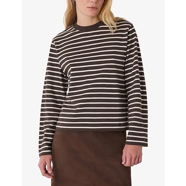 Whistles Striped Cotton Jersey Top
