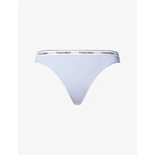 Calvin Klein Icon Branded Stretch-cotton Thong - Casual Blue