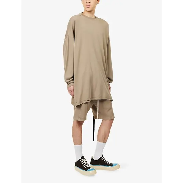 Rick Owens Pusher Drawstring Cotton-jersey Shorts - Dirty Pearl