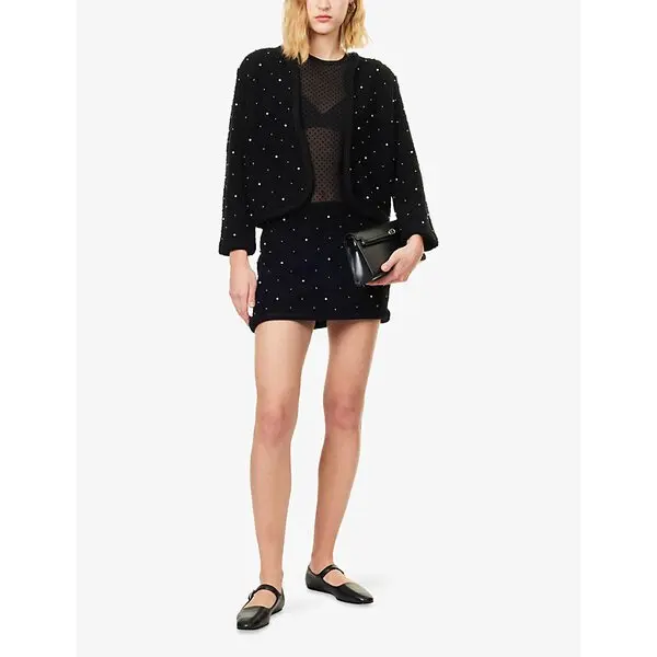 FRAME Embellished Wool-blend Mini Skirt