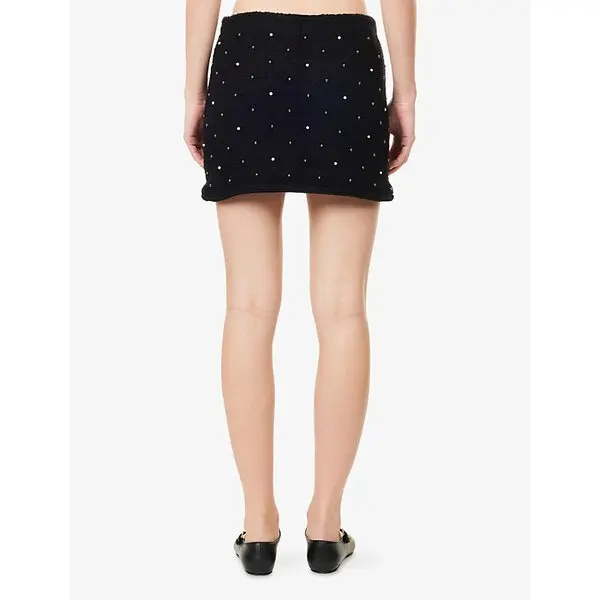 FRAME Embellished Wool-blend Mini Skirt
