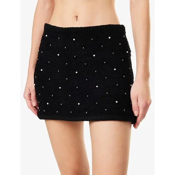 FRAME Embellished Wool-blend Mini Skirt
