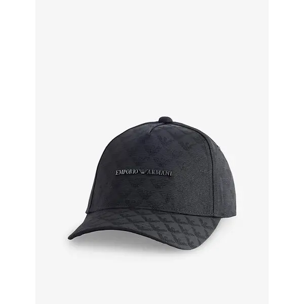 Emporio Armani Woven Baseball Cap With Logo - Nero
