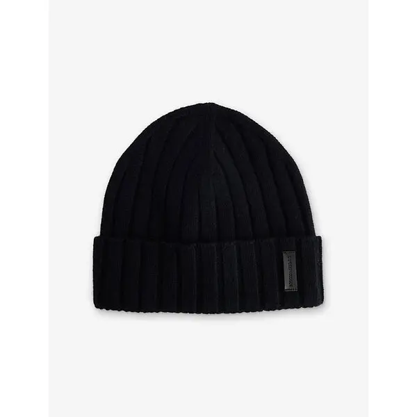 Emporio Armani Ribbed Wool And Cashmere Beanie Hat - Black Beauty