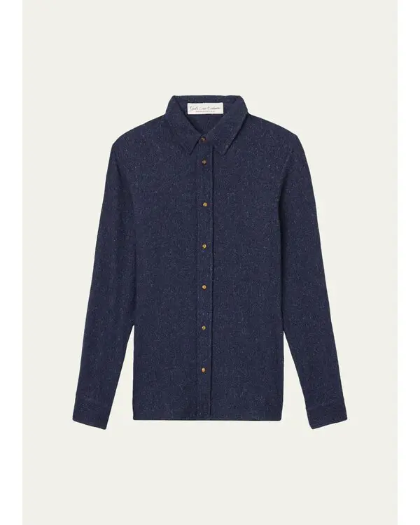 GOD'S TRUE CASHMERE Cashmere Two-pocket Tigers Eye Button-down Shirt - Blue