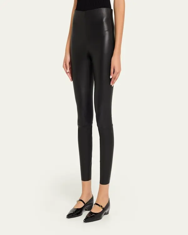 Alice + Olivia Lennox Mid-rise Leather Leggings - Black